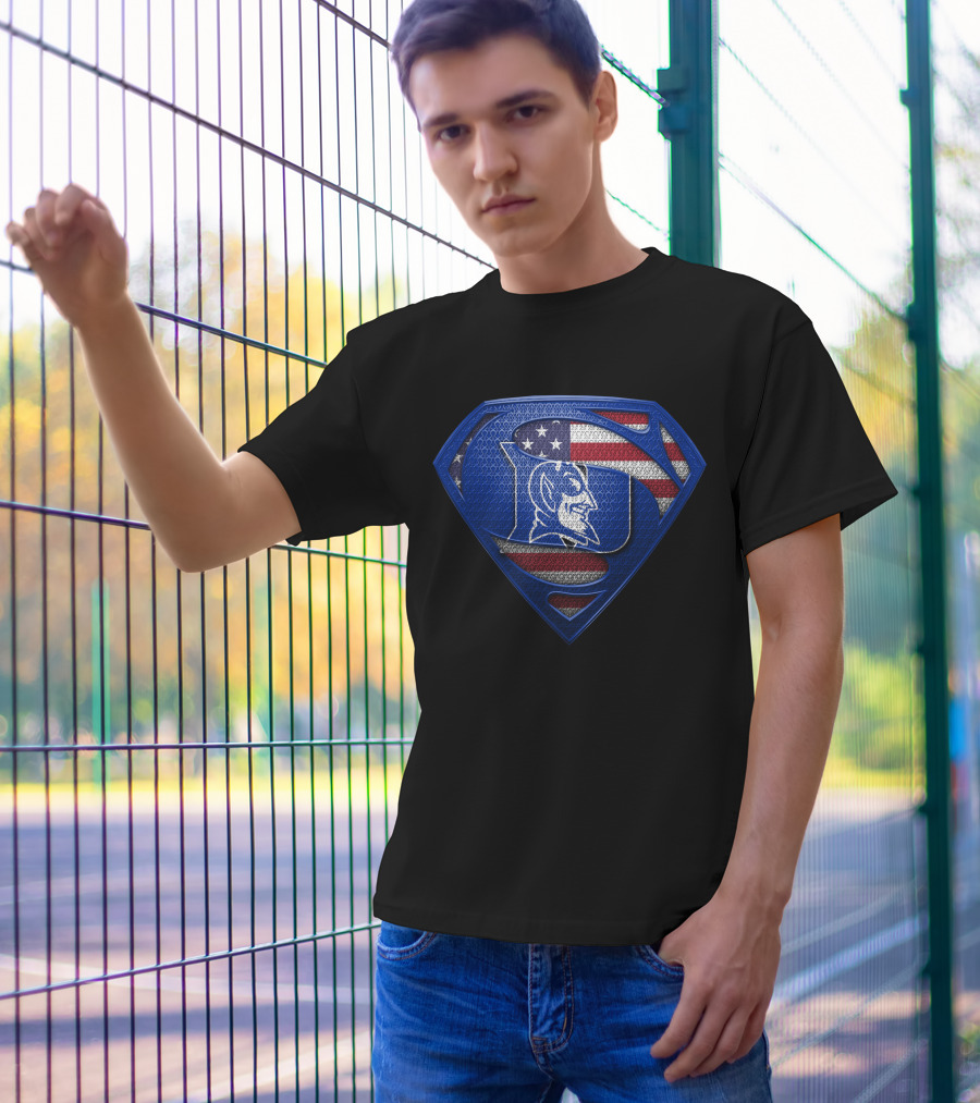 Duke Blue Devils Superman American Flag T-Shirt