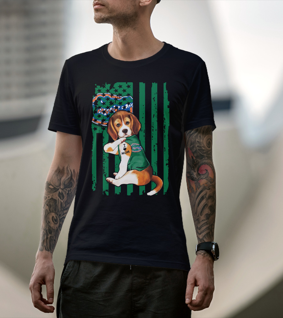 Beagle I Love Mom Florida Gators Flag T-Shirt