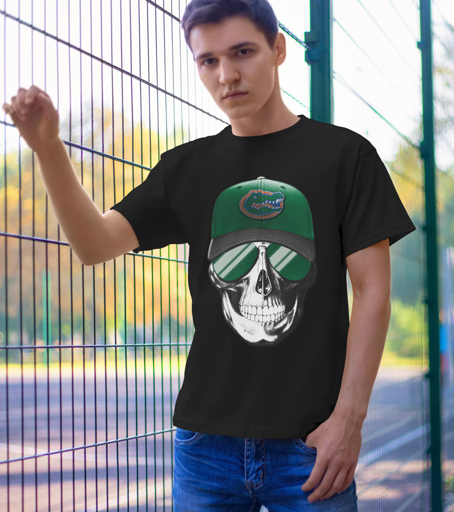 Florida Gators Skull With Cap And Sunglasses T-Shirt
