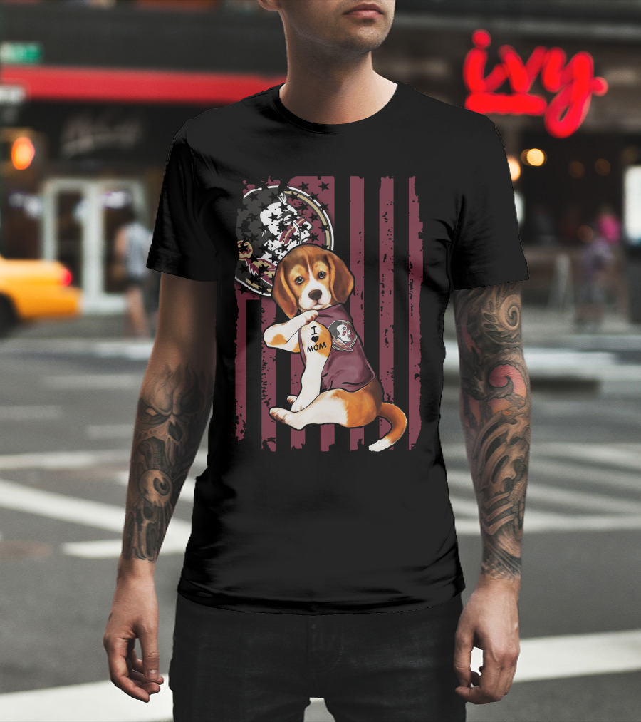 Beagle I Love Mom Florida State Seminoles T-Shirt
