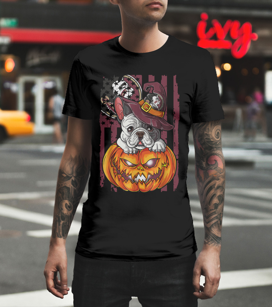 Hlw Bulldog Florida State Seminoles Halloween Pumpkin Wizard Hat T-Shirt
