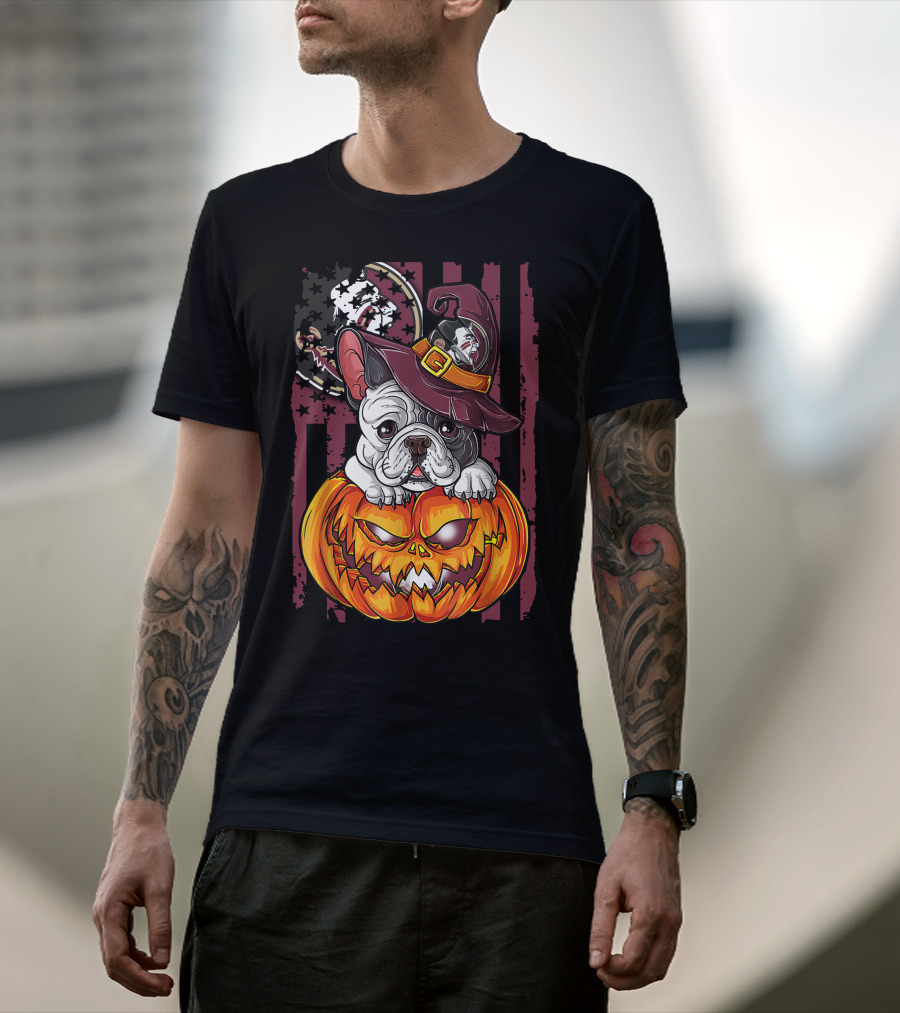 Hlw Bulldog Florida State Seminoles Halloween Pumpkin Wizard Hat T-Shirt