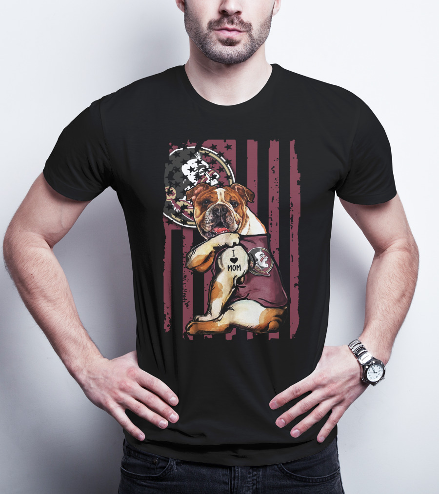 Bulldog I Love Mom Florida State Seminoles T-Shirt