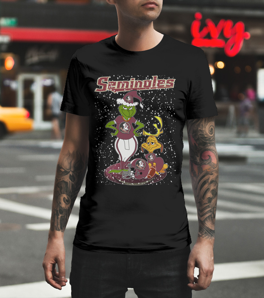 Seminoles Grinch Christmas Themed Florida State Football T-Shirt