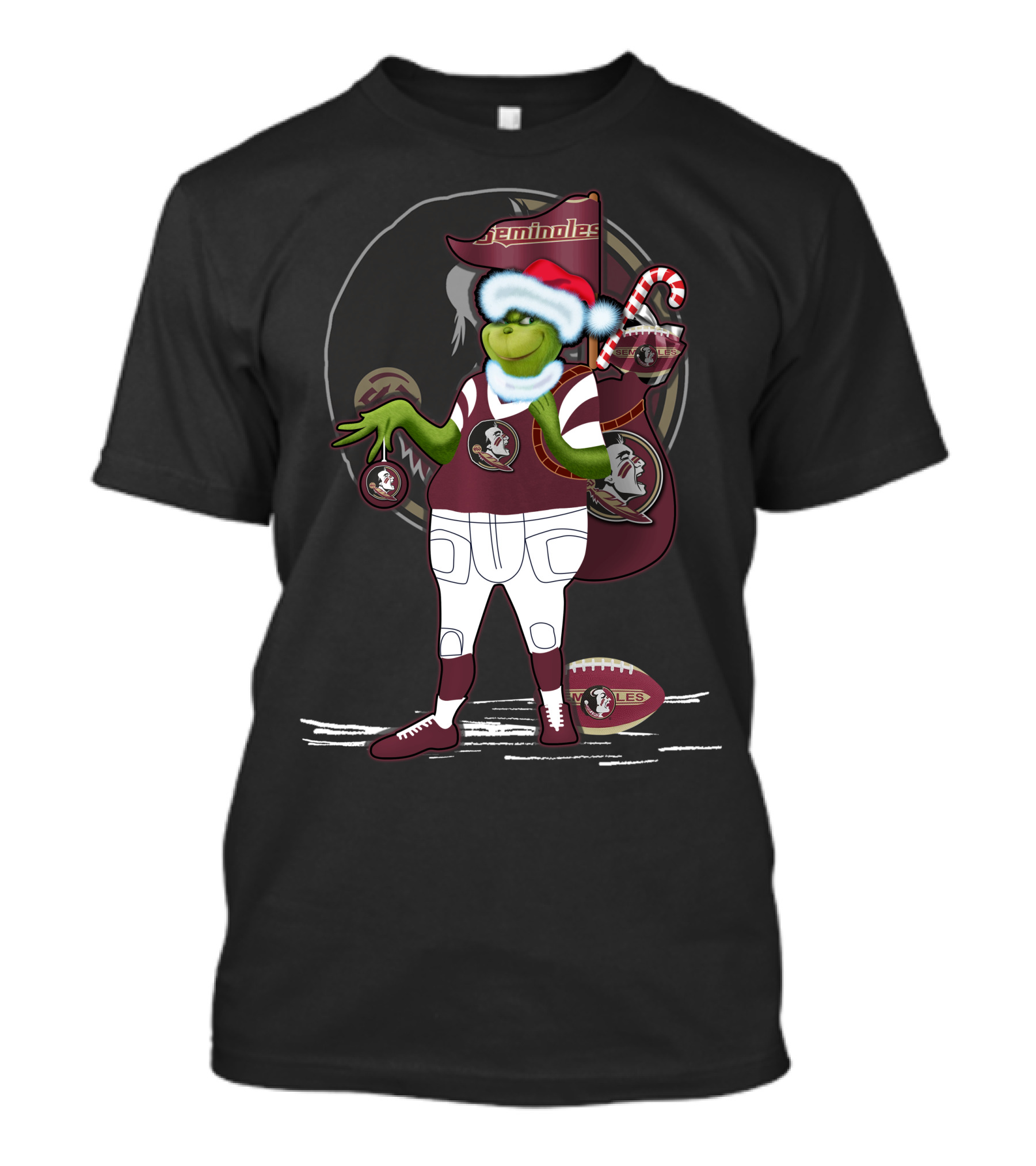 Grinchxmas Florida State Seminoles Holiday Football Fan T-Shirt