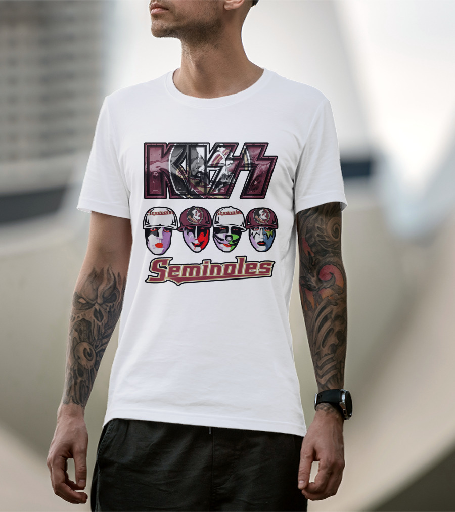 Kiss Florida State Seminoles Face Paint Caps T-Shirt