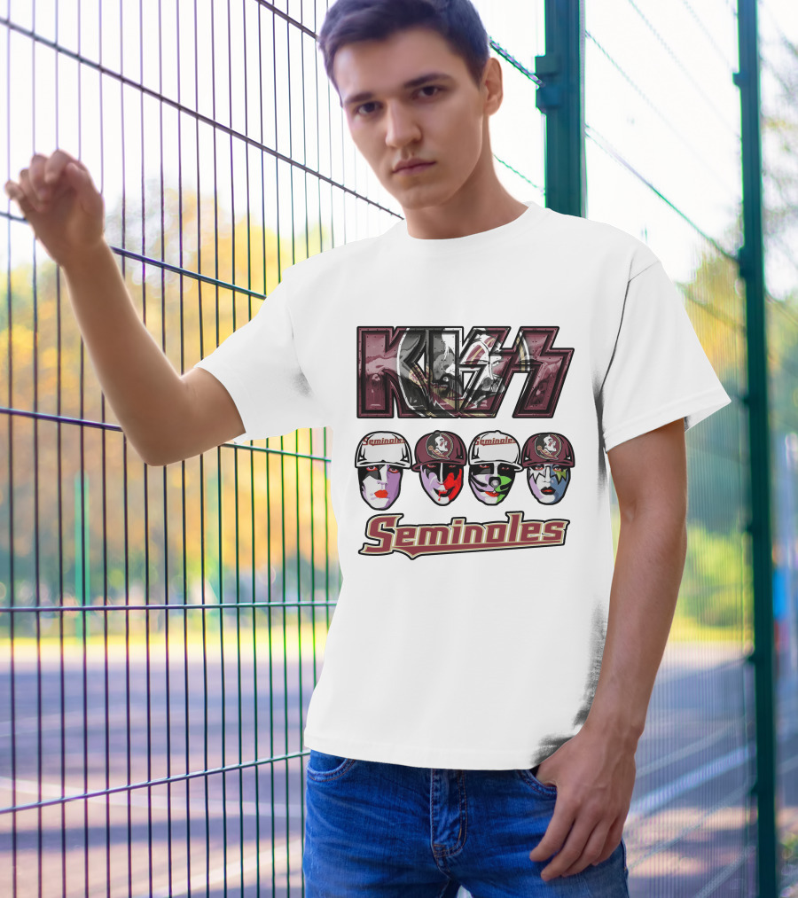 Kiss Florida State Seminoles Face Paint Caps T-Shirt
