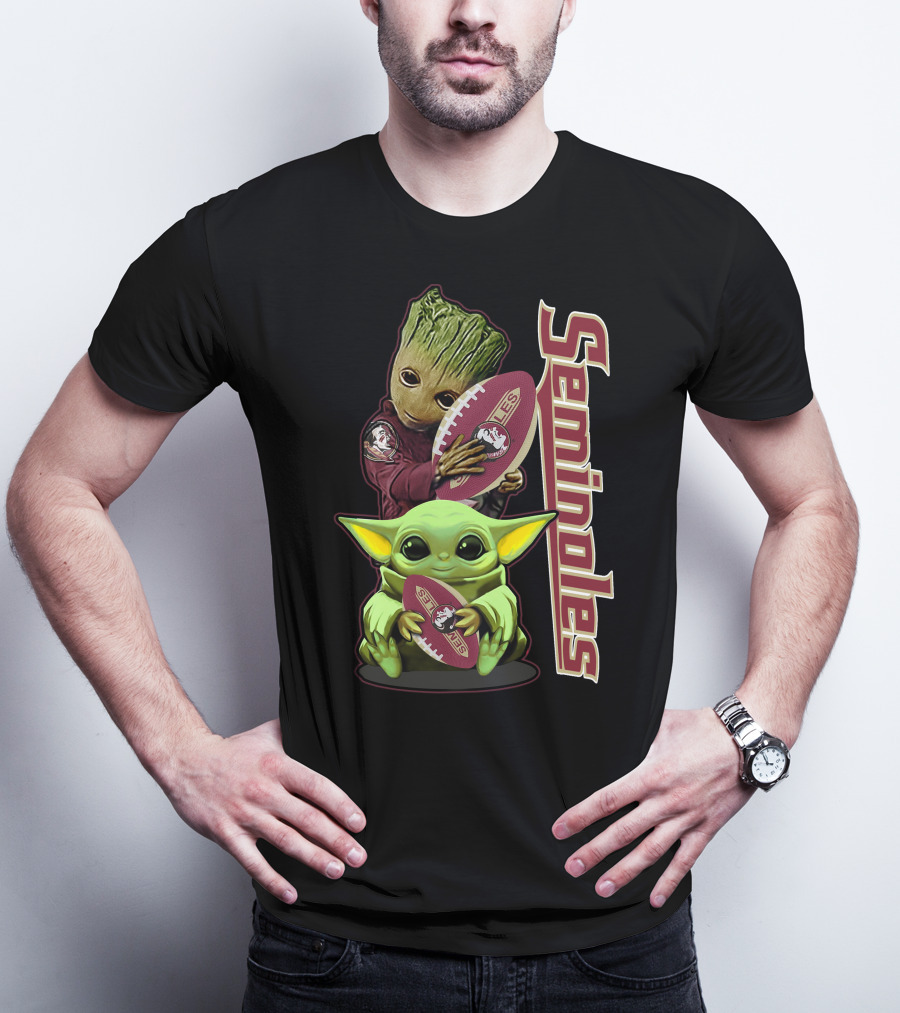 Seminoles Baby Alien And Tree Hero Holding Football T-Shirt