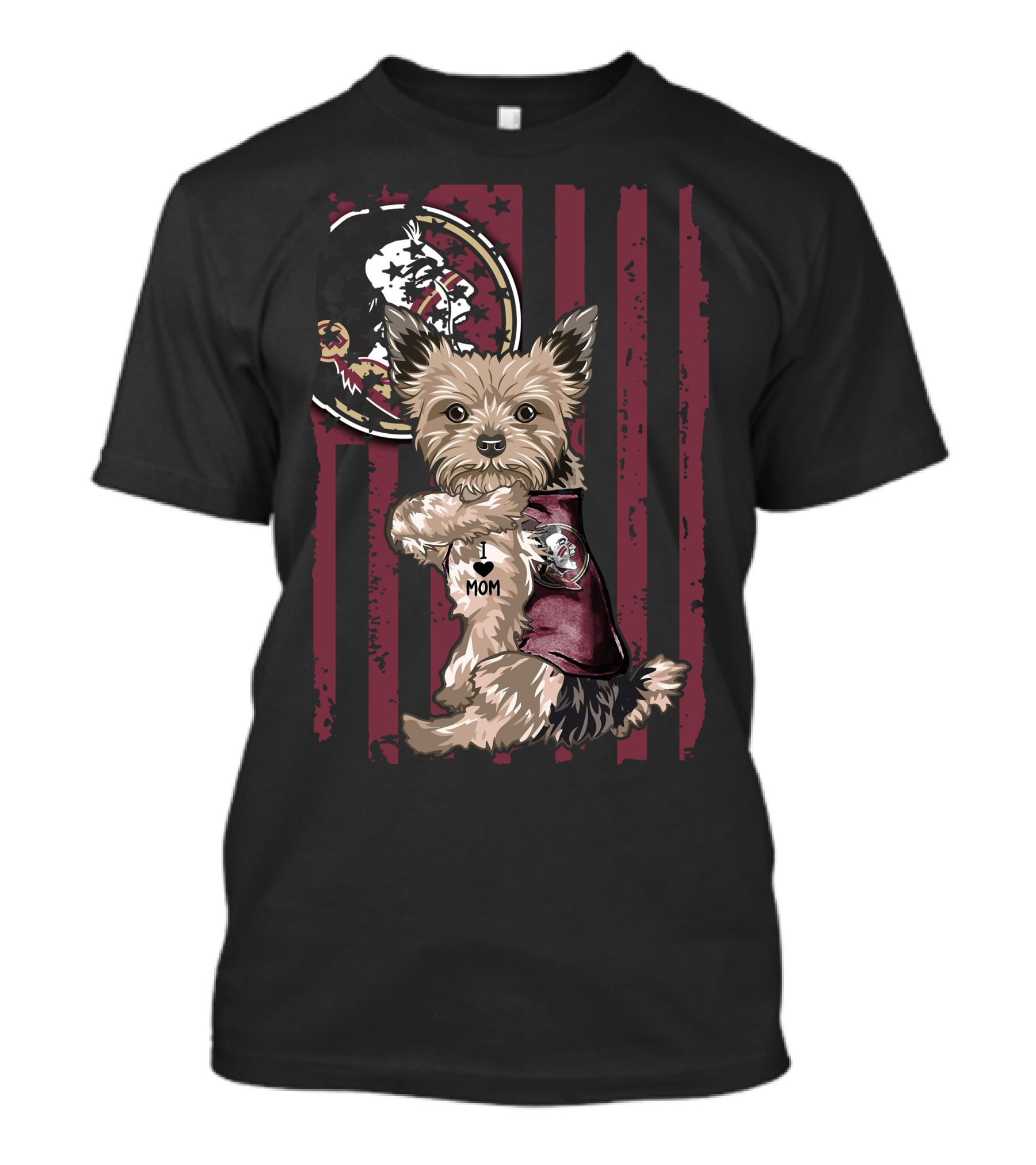 Yorkshire Terrier I Love Mom Florida State Seminoles T-Shirt