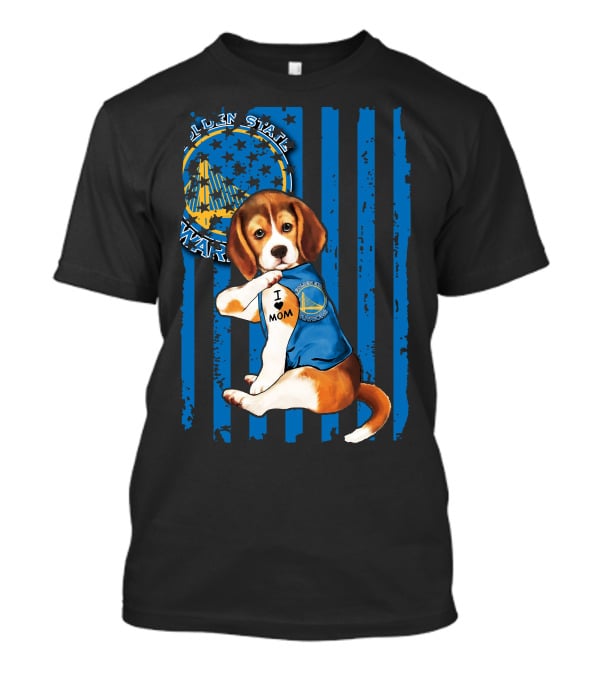Golden State Warriors Beagle I Love Mom Tattoo T-Shirt