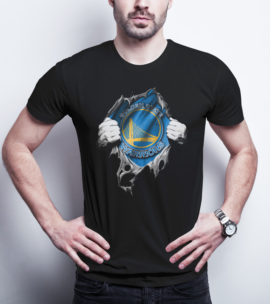 Golden State Warriors Torn V2 Rip Through T-Shirt