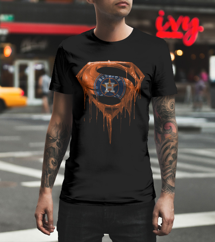 Houston Astros Superman Logo Dripping T-Shirt