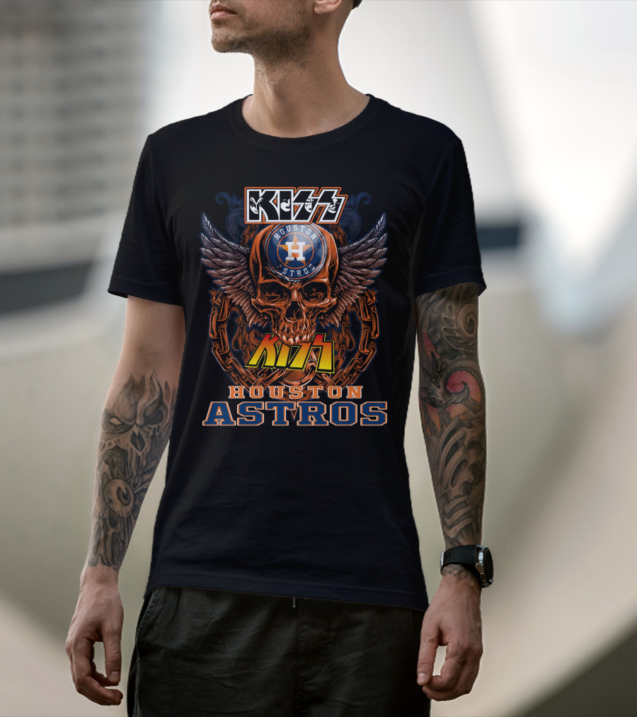 Kiss Houston Astros Skull Wings T-Shirt