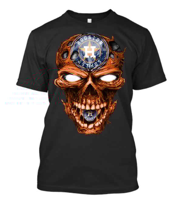 Skull V2 Houston Astros Logo Creepy Orange Skeleton T-Shirt