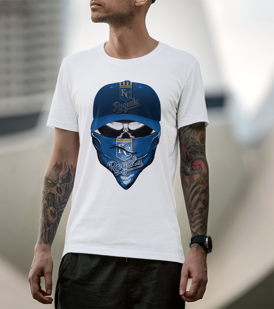 KC Royals Skull Mask Blue Cap T-Shirt