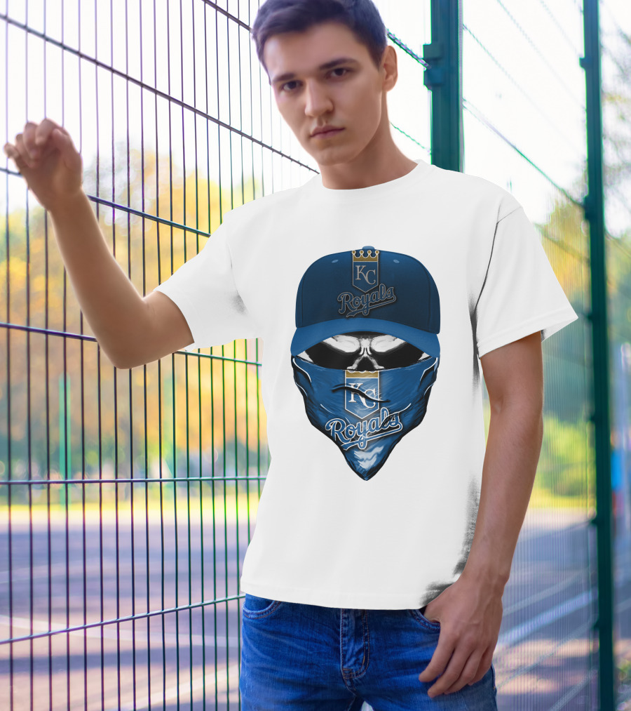 KC Royals Skull Mask Blue Cap T-Shirt