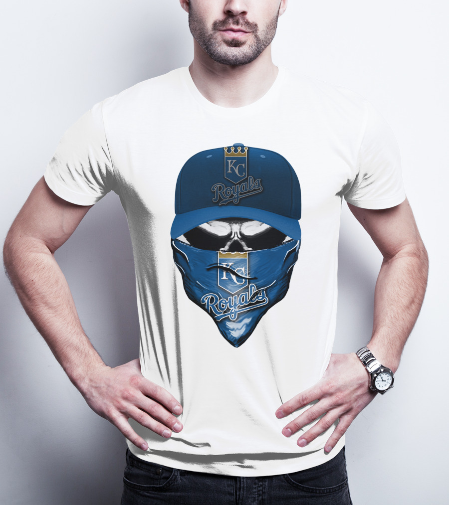 KC Royals Skull Mask Blue Cap T-Shirt