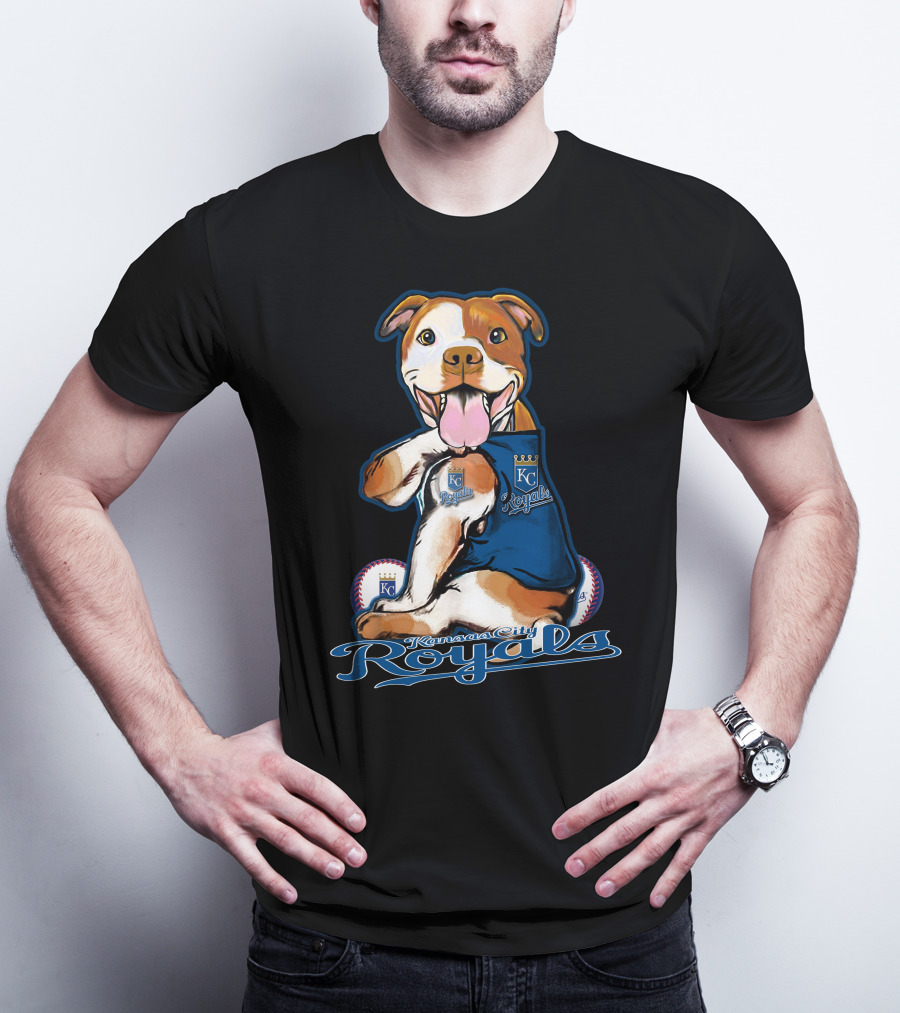 Kansas City Royals Pittbull Mascot Playful Baseball T-Shirt
