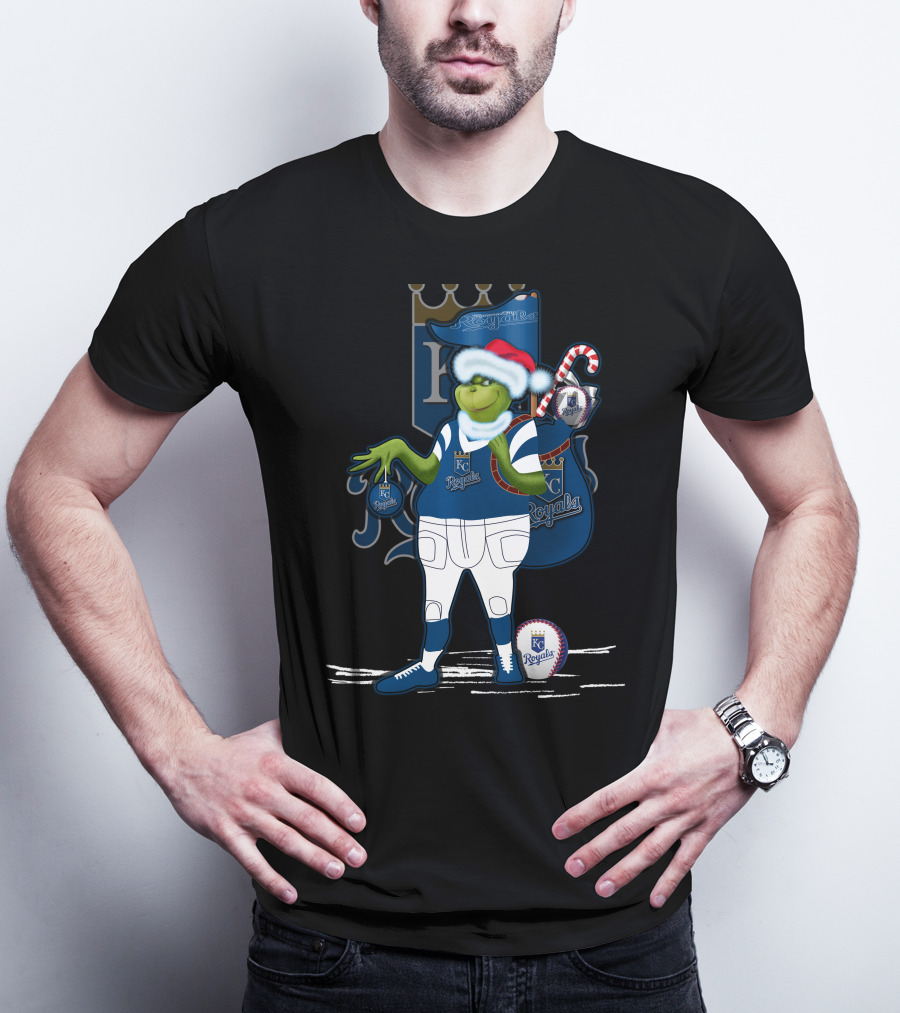 Grinchxmas Kansas City Royals Christmas Baseball T-Shirt