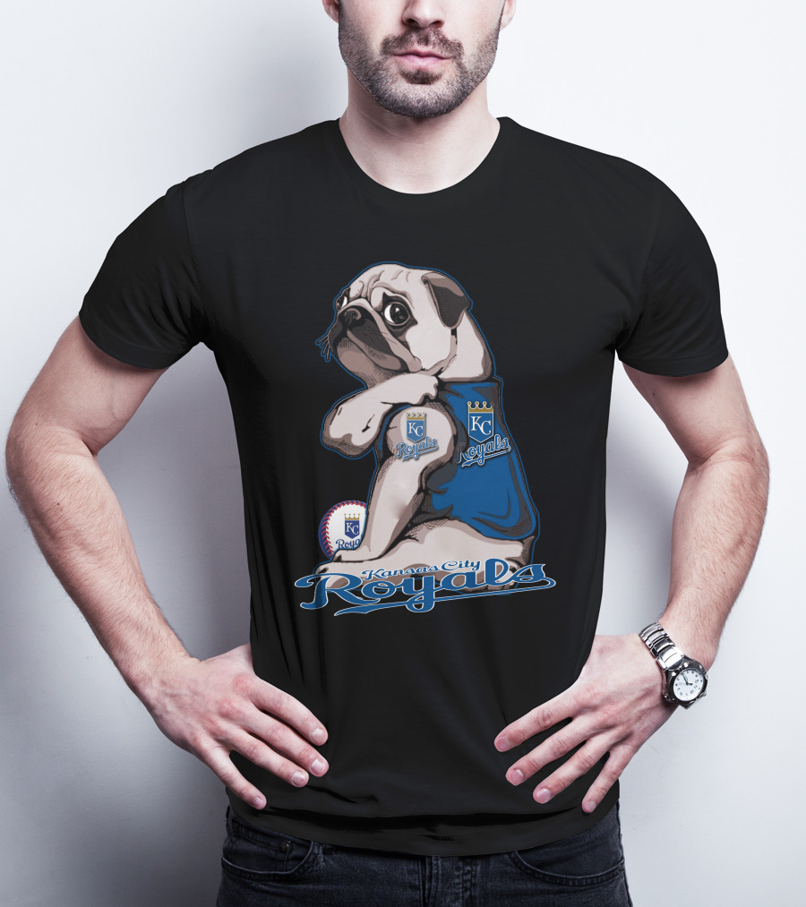 Kansas City Royals Pug With KC Royals Logo And Baseball T-Shirt