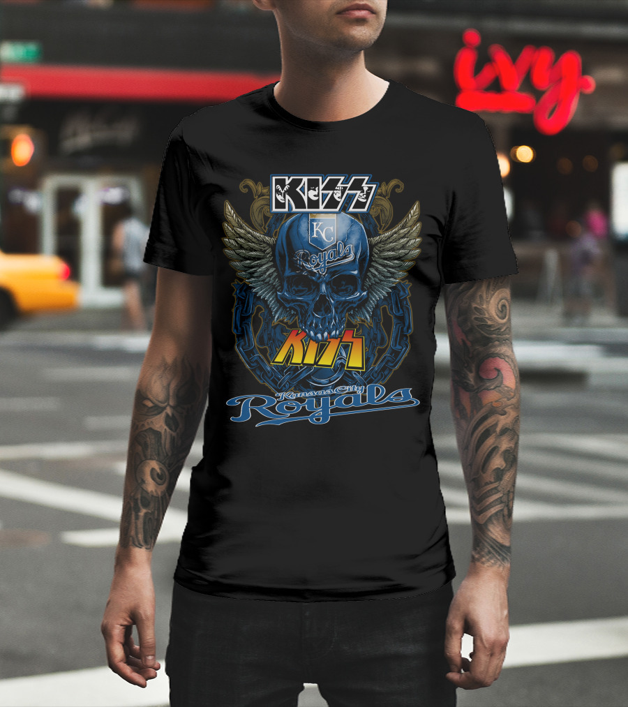Kiss Kansas City Royals Skull Wings Chain T-Shirt