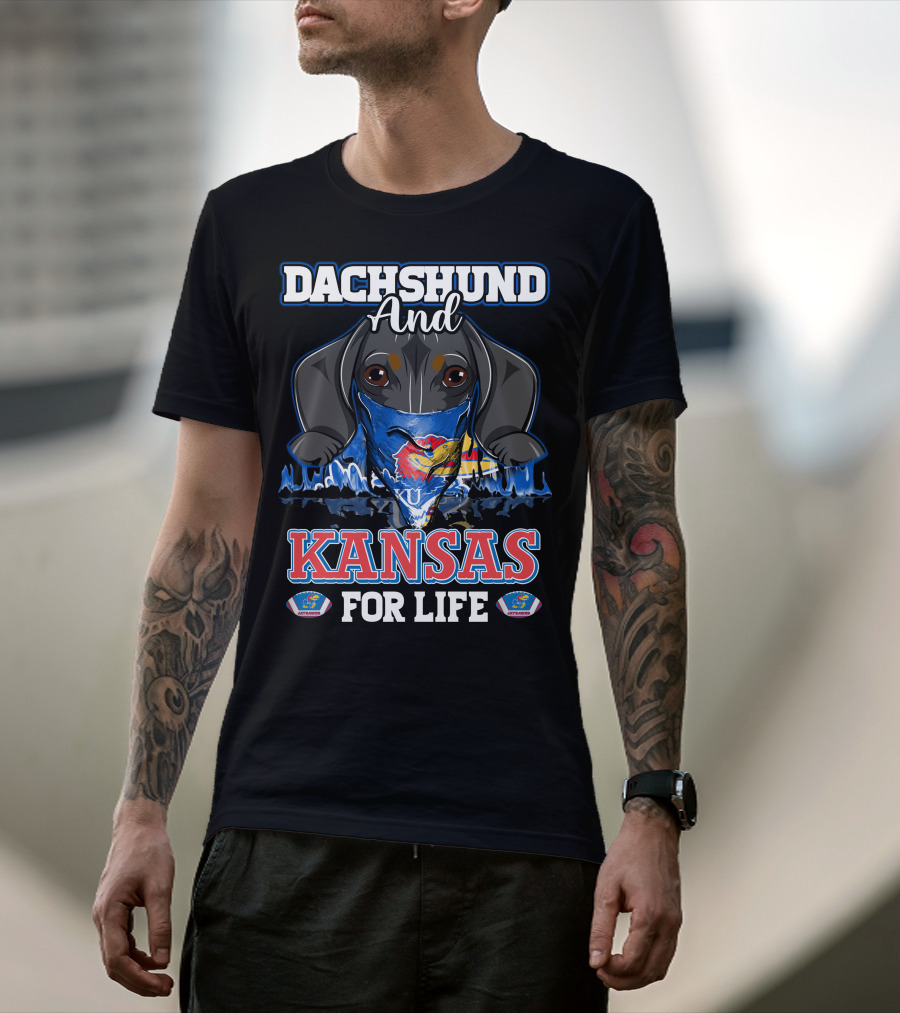 Dachshund And Kansas For Life Jayhawks KU Spirit T-Shirt