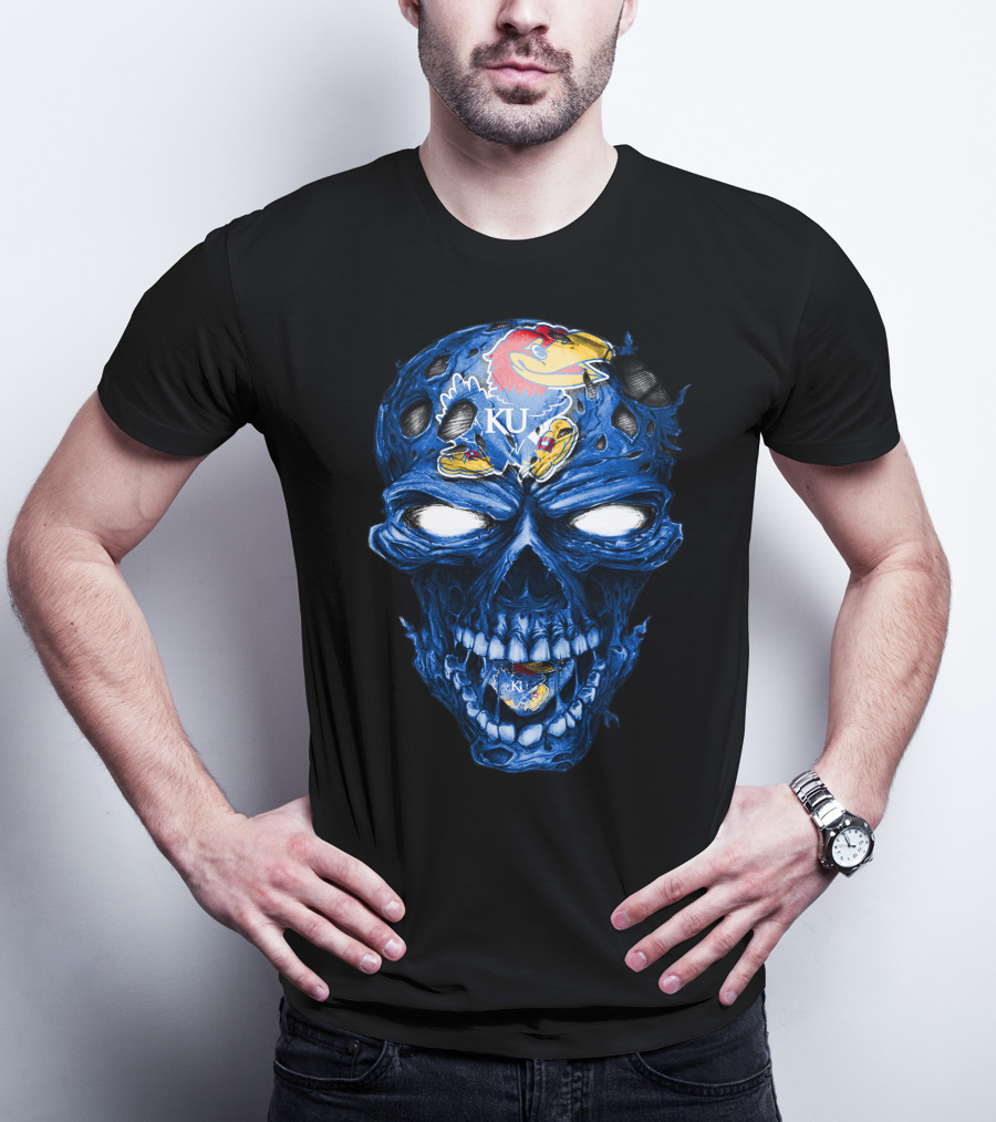 Kansas Jayhawks Skull KU T-Shirt
