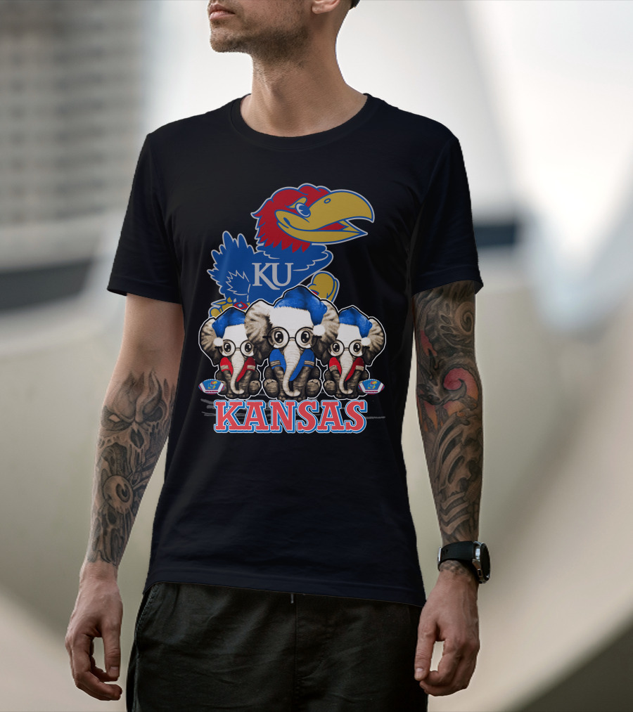 Kansas Jayhawks Christmas Elephants T-Shirt