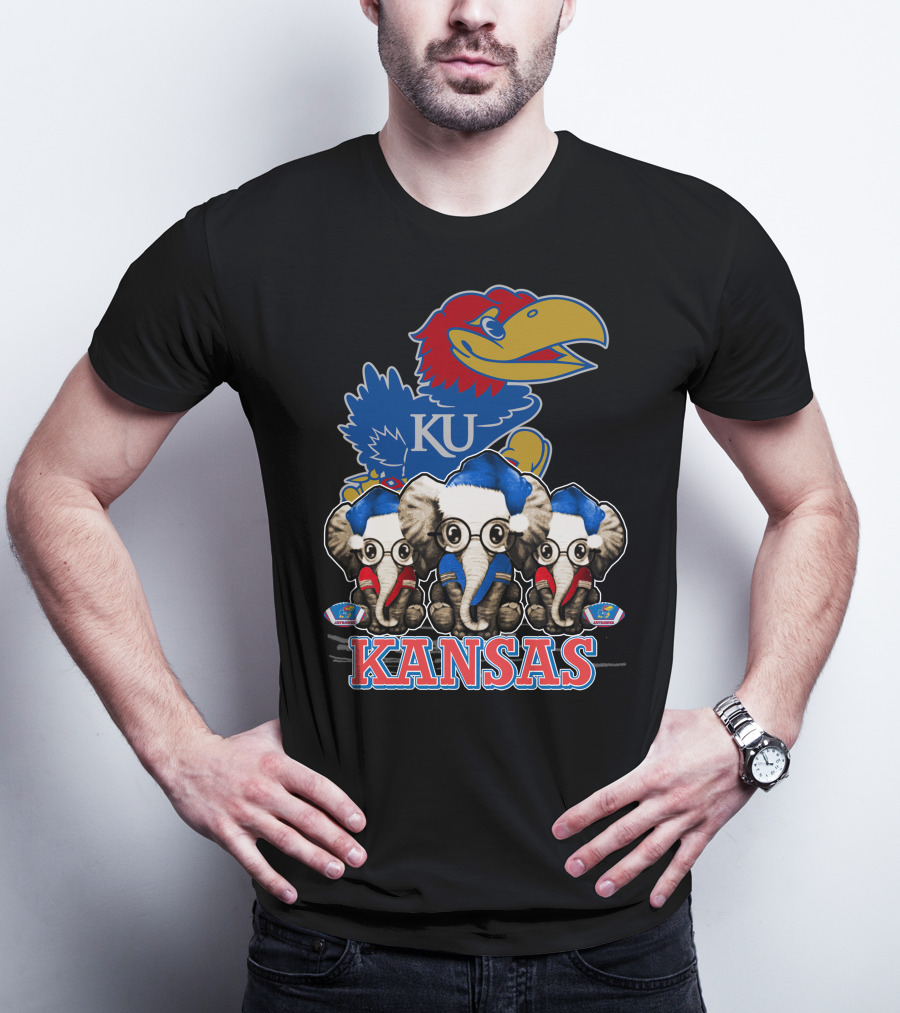 Kansas Jayhawks Christmas Elephants T-Shirt