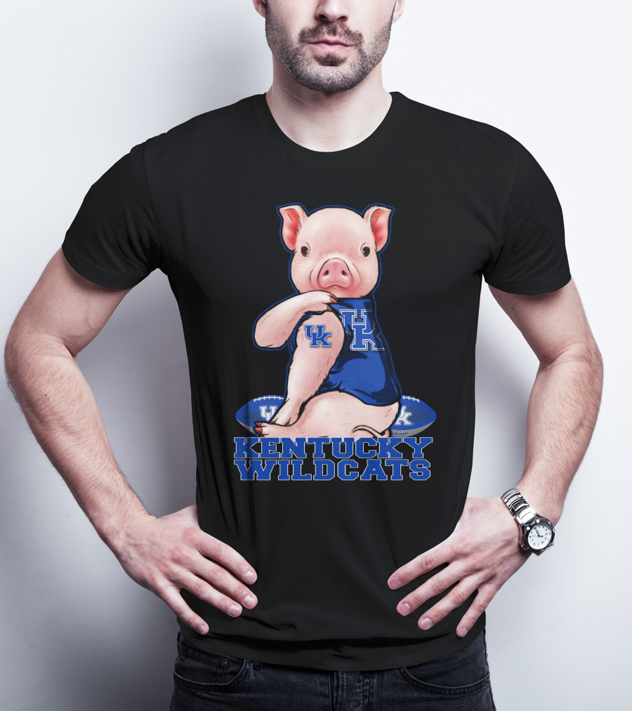 Pig Wearing Kentucky Wildcats Football Jersey T-Shirt