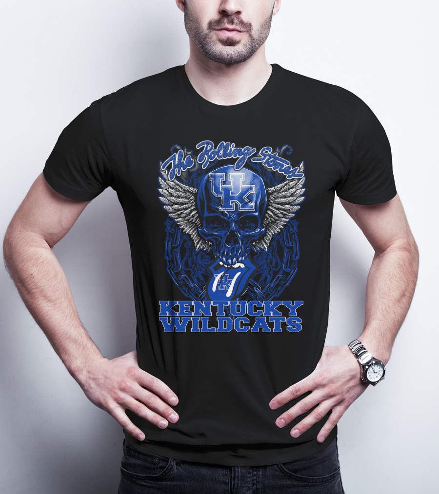 The Rolling Stones Uk Kentucky Wildcats Skull Wings T-Shirt