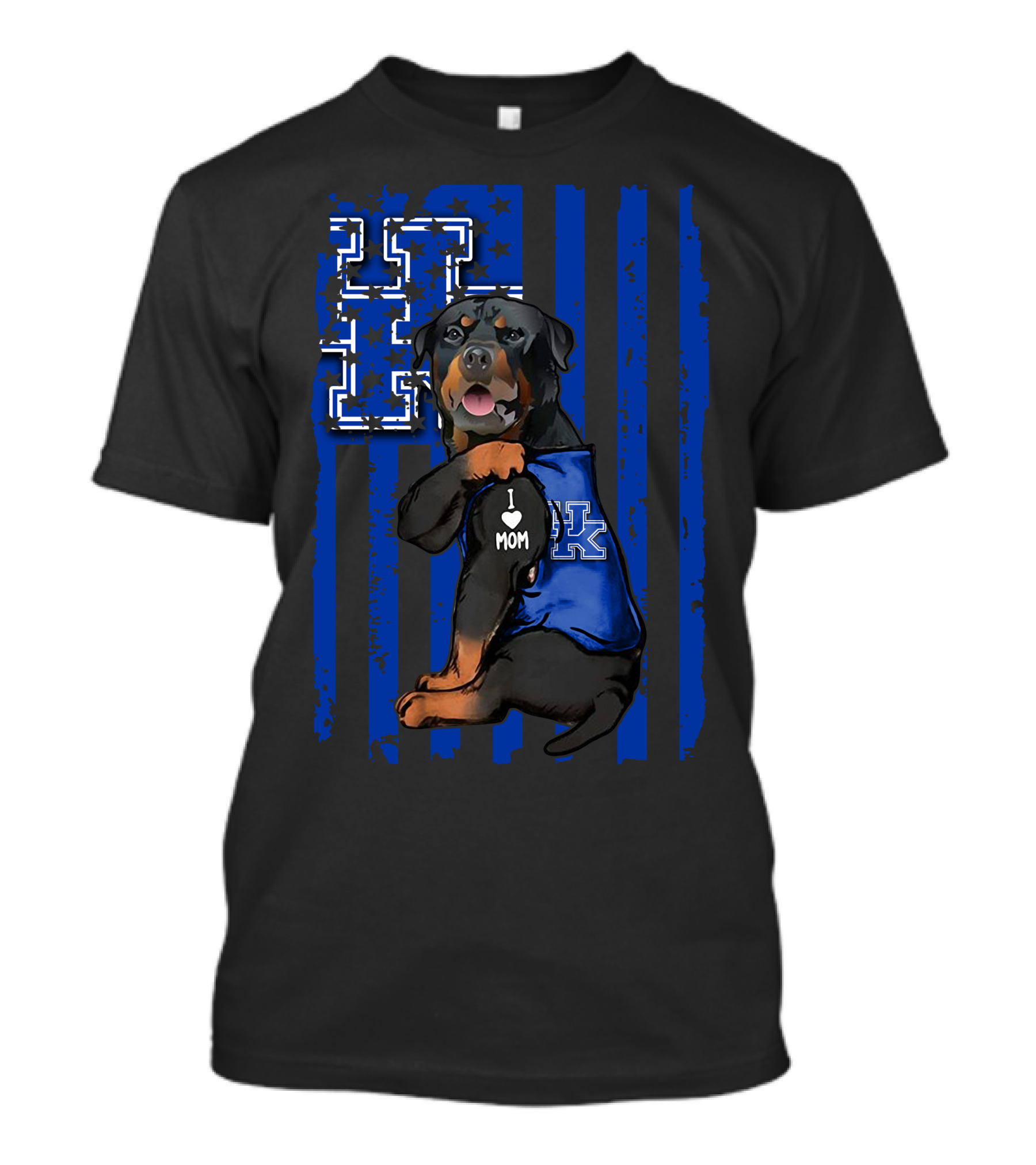 Rottweiler I Love Mom Kentucky Wildcats Fan USA Flag T-Shirt