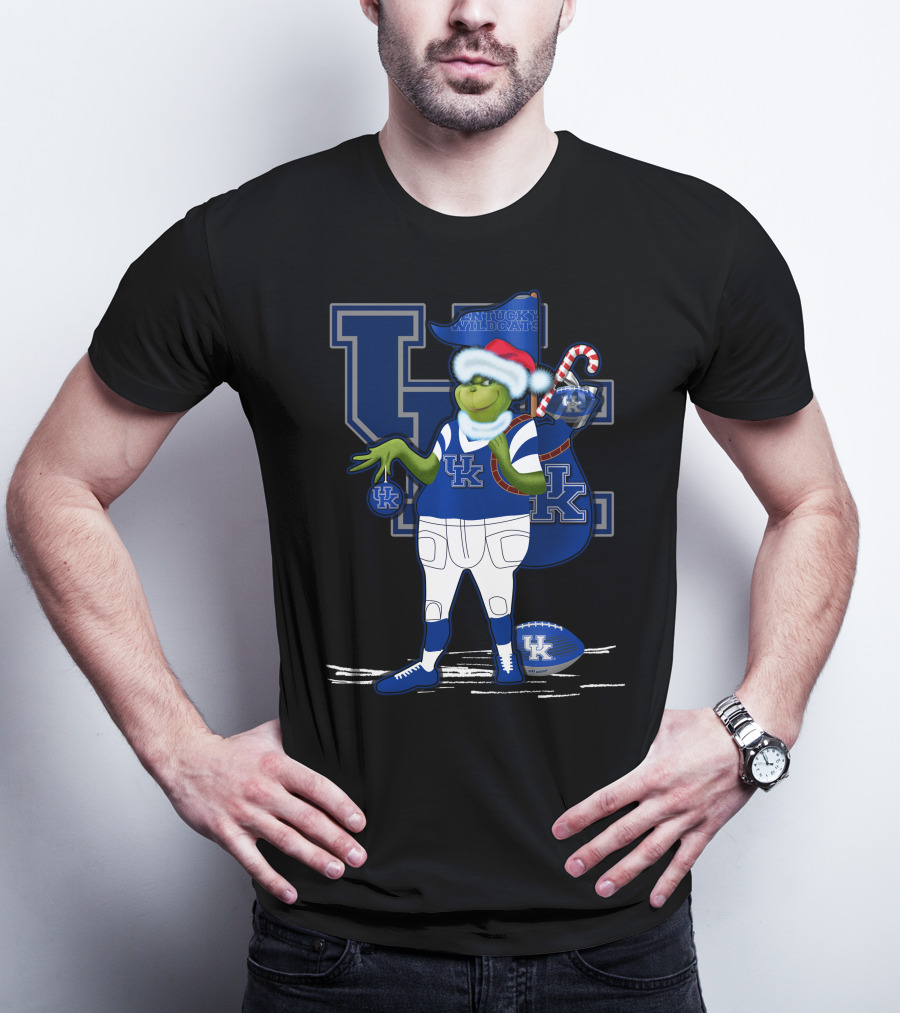 Kentucky Wildcats Grinch Christmas Santa Sports Fan T-Shirt