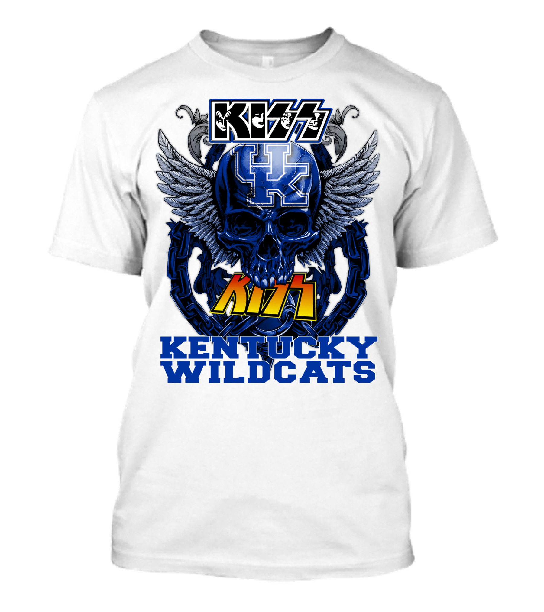 Kiss Kentucky Wildcats UK Skull Wings T-Shirt