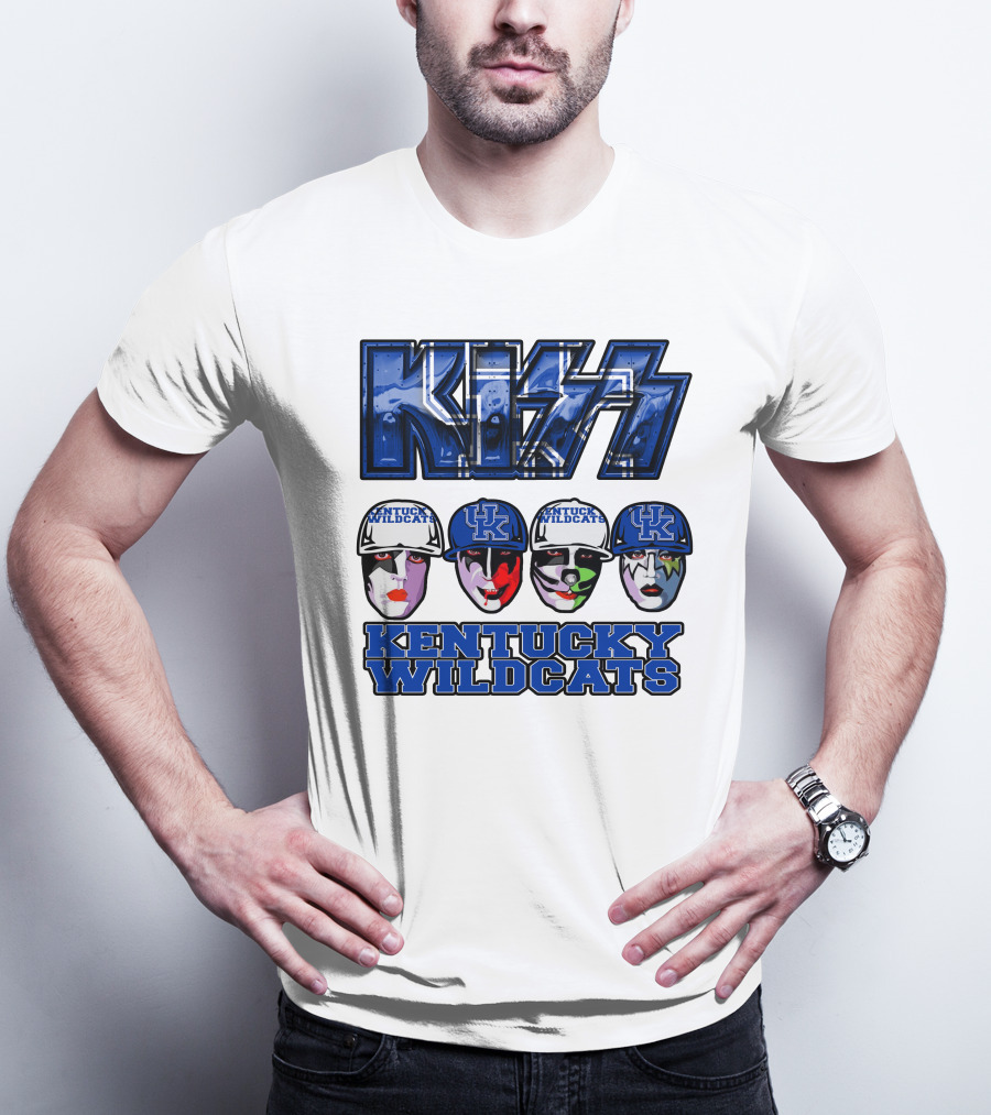 Kiss Kentucky Wildcats Blue Rock And Roll Band Fans T-Shirt
