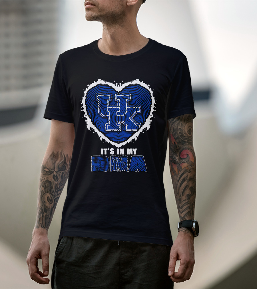 It's In My DNA Kentucky Wildcats UK Heart Fingerprint T-Shirt