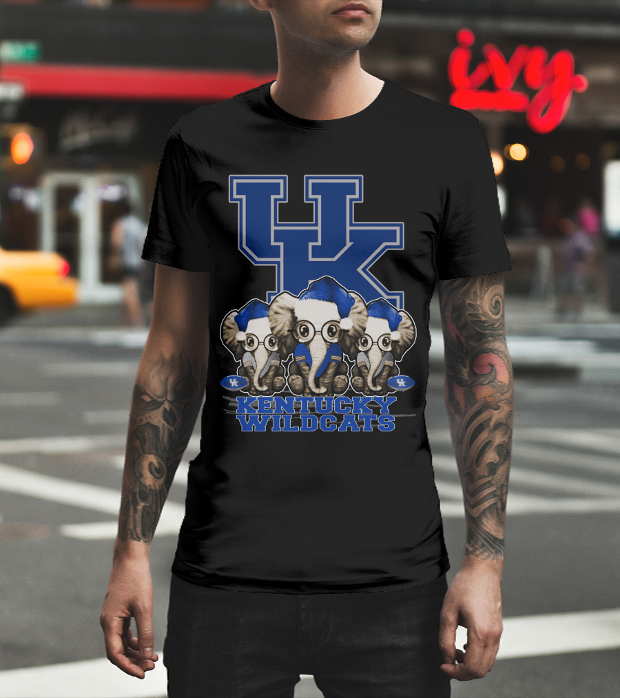 Kentucky Wildcats Elephant Christmas Trio With UK T-Shirt