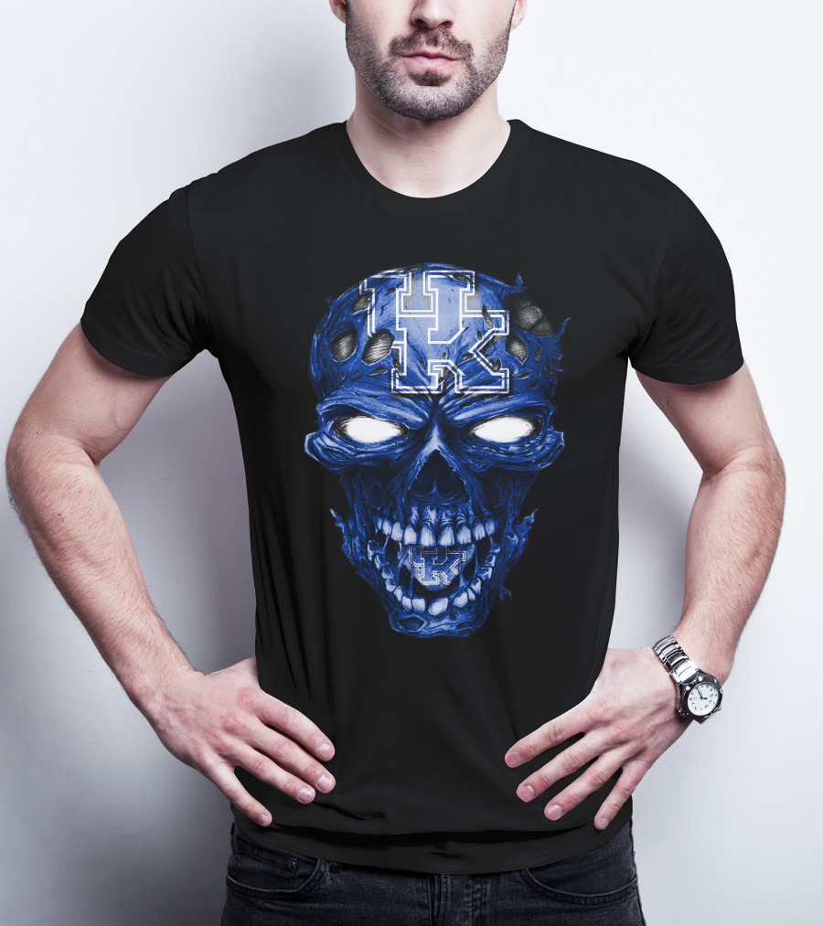 Kentucky Wildcats Skull Blue UK T-Shirt