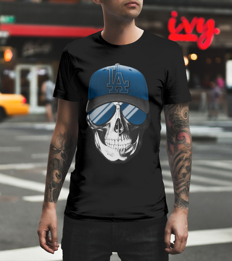 Skull Los Angeles Dodgers LA Cap Sunglasses T-Shirt