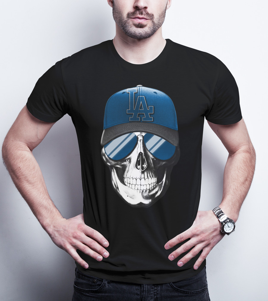 Skull Los Angeles Dodgers LA Cap Sunglasses T-Shirt