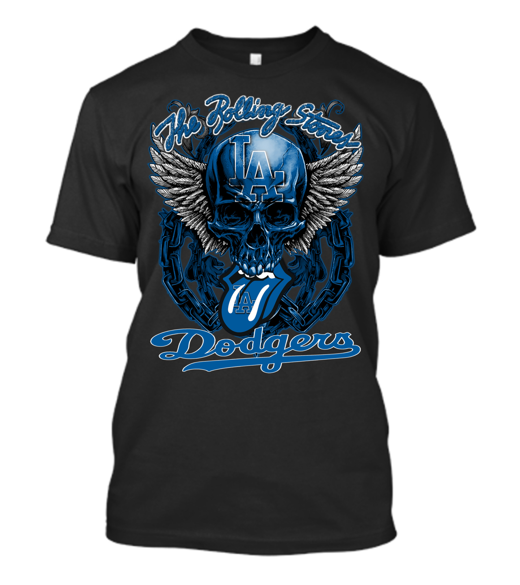 The Rolling Stones La Dodgers Skull And Winged Tongue T-Shirt