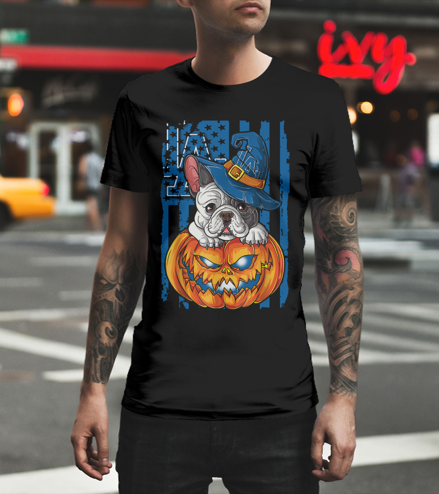 Hlw Bulldog Halloween Pumpkin Los Angeles Dodgers T-Shirt