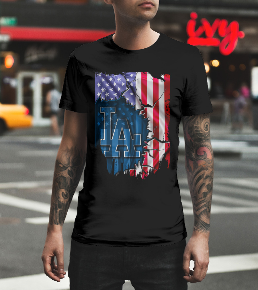 LA Dodgers American Flag Fusion T-Shirt