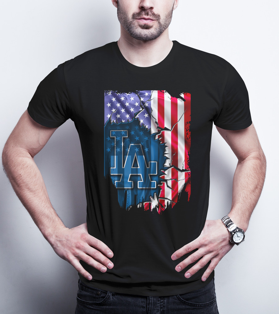 LA Dodgers American Flag Fusion T-Shirt