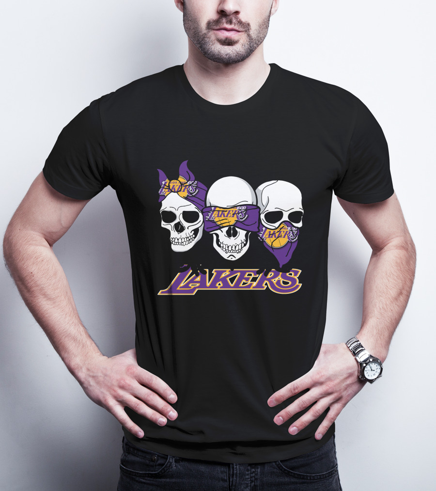 Skulls With Bandanas Los Angeles Lakers T-Shirt