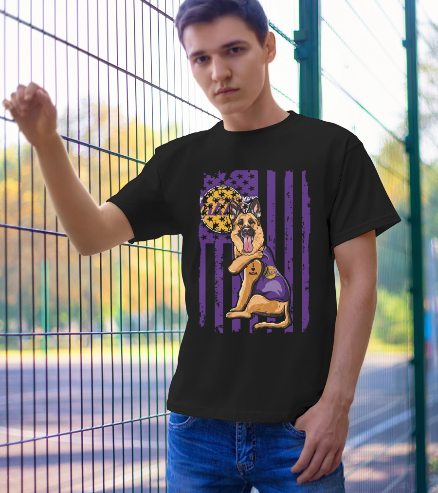 German Shepherd Los Angeles Lakers Fan Mom T-Shirt