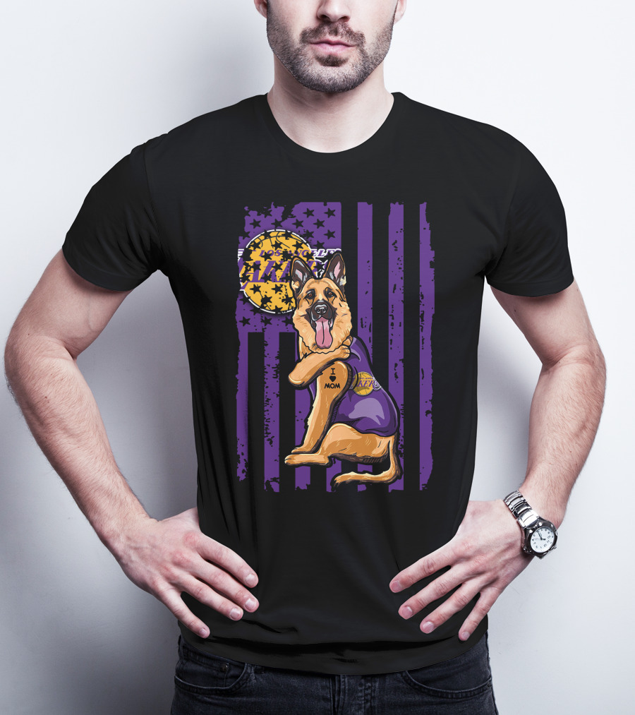 German Shepherd Los Angeles Lakers Fan Mom T-Shirt