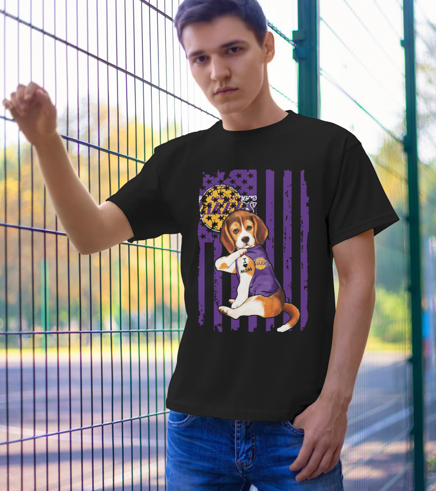Beagle I Love Mom Los Angeles Lakers T-Shirt