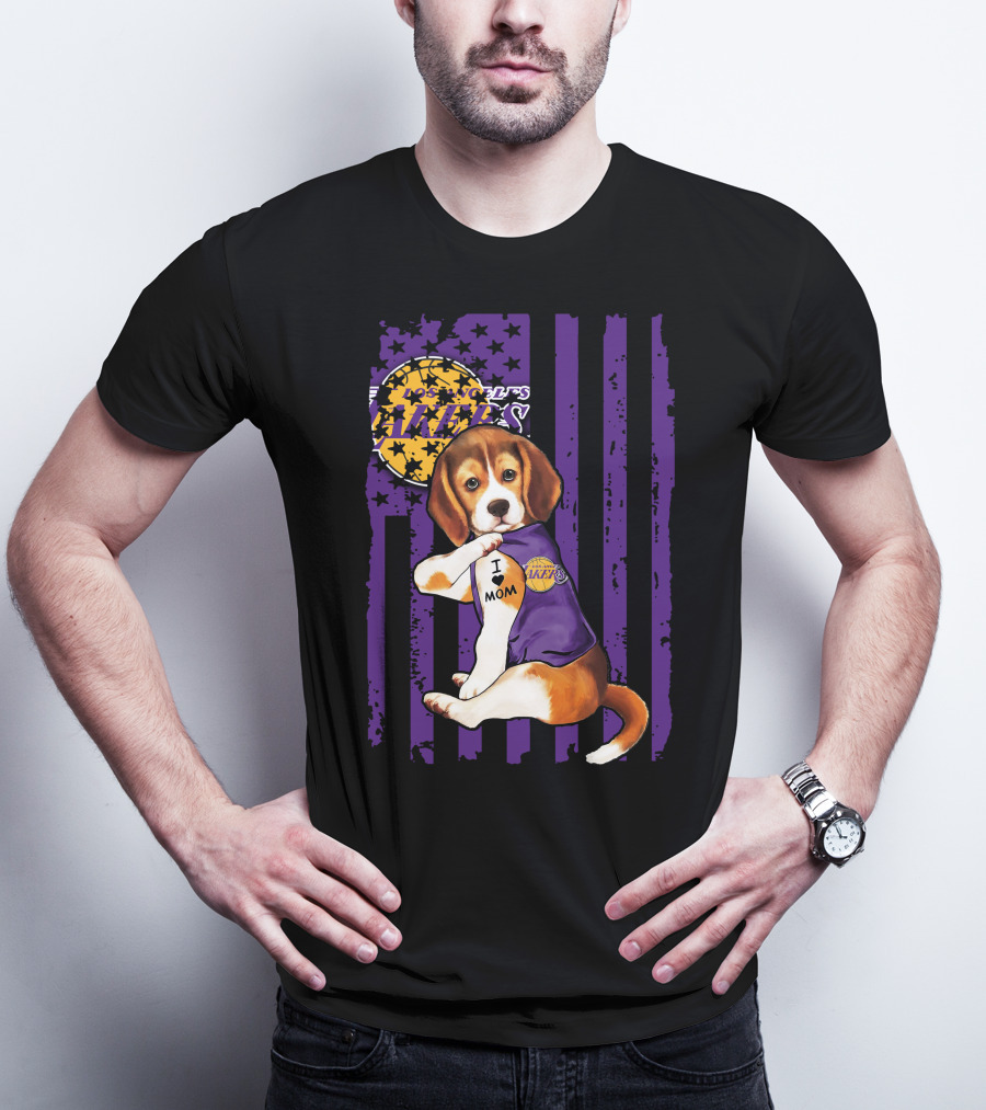 Beagle I Love Mom Los Angeles Lakers T-Shirt