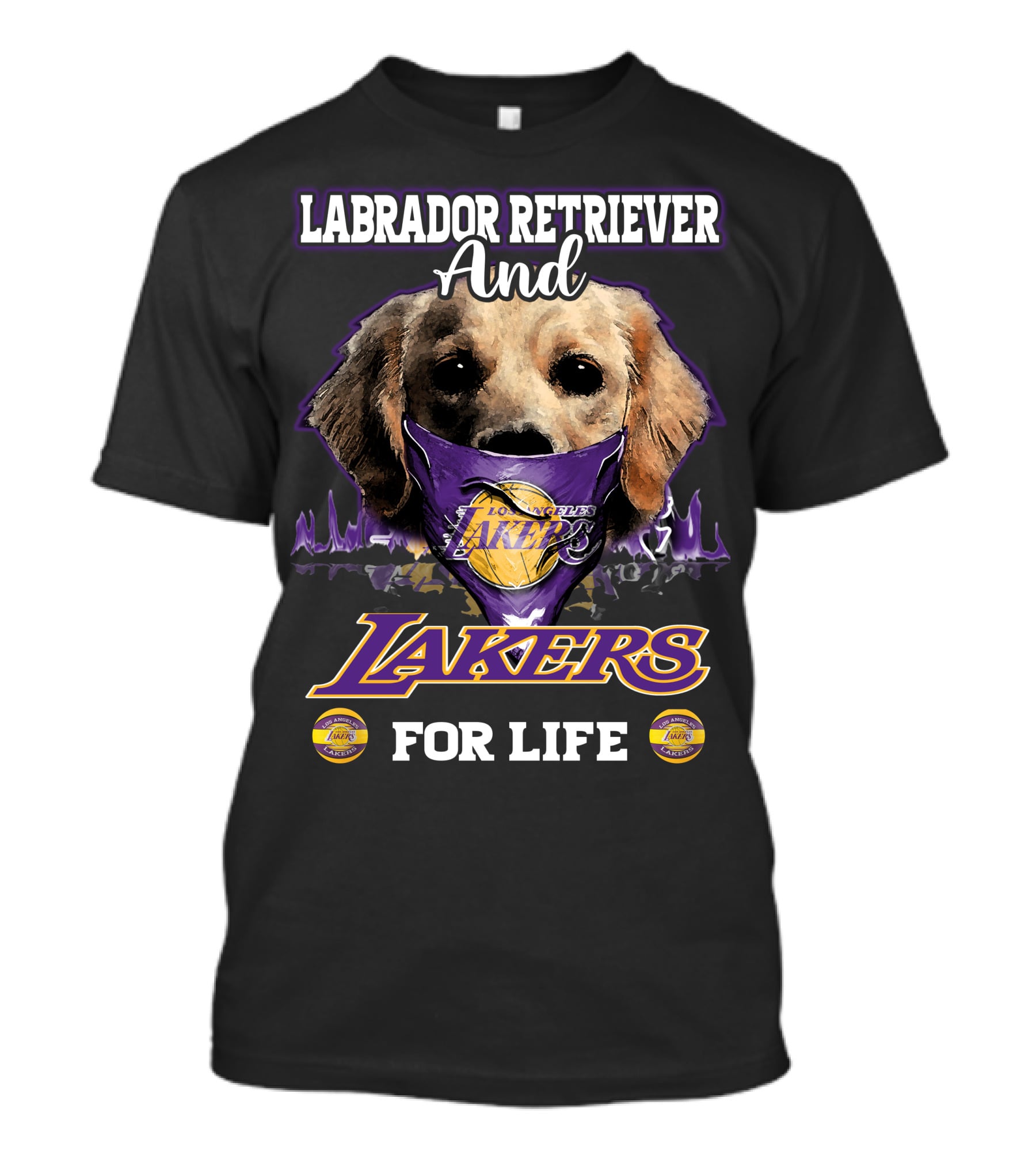 Labrador Retriever And Los Angeles Lakers For Life T-Shirt
